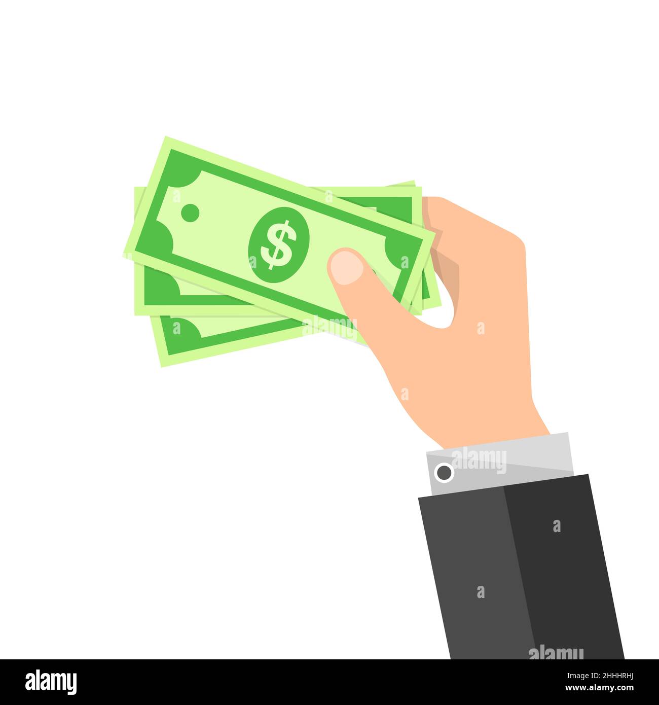 Hand holding paper dollar money. Vector illustration. Money in the hand ...