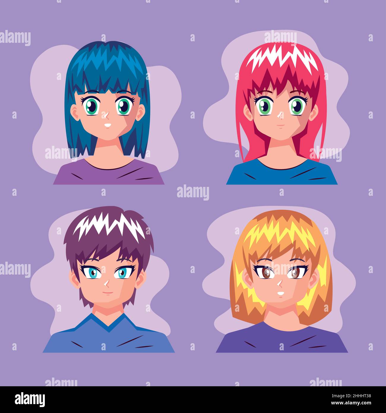 four anime characters Stock Vector Image & Art - Alamy