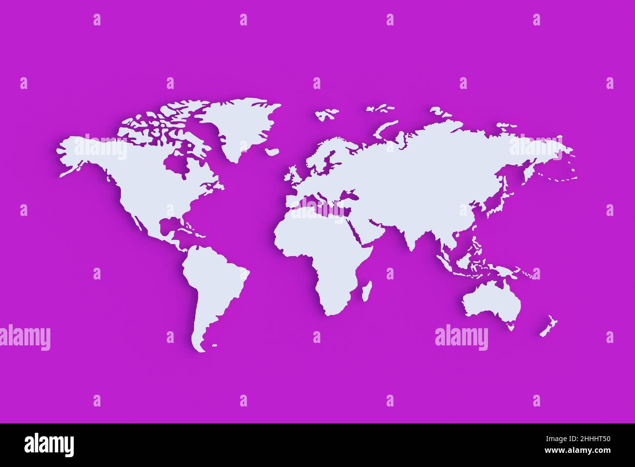World map on violet background. 3d render Stock Photo - Alamy