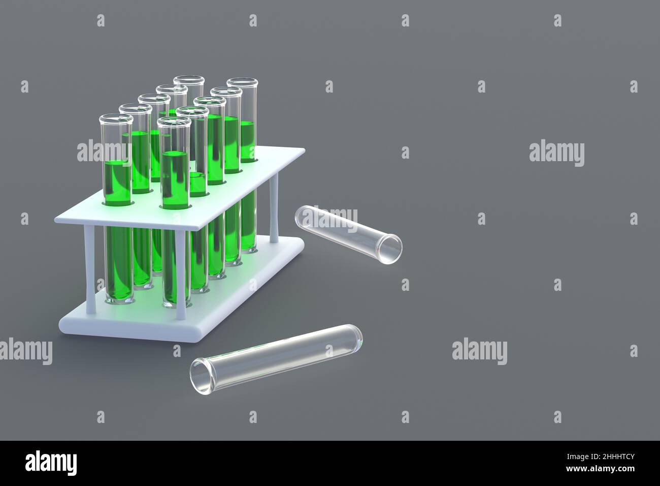 Test tubes with liquid in holder. Scientific experiments. Development ...