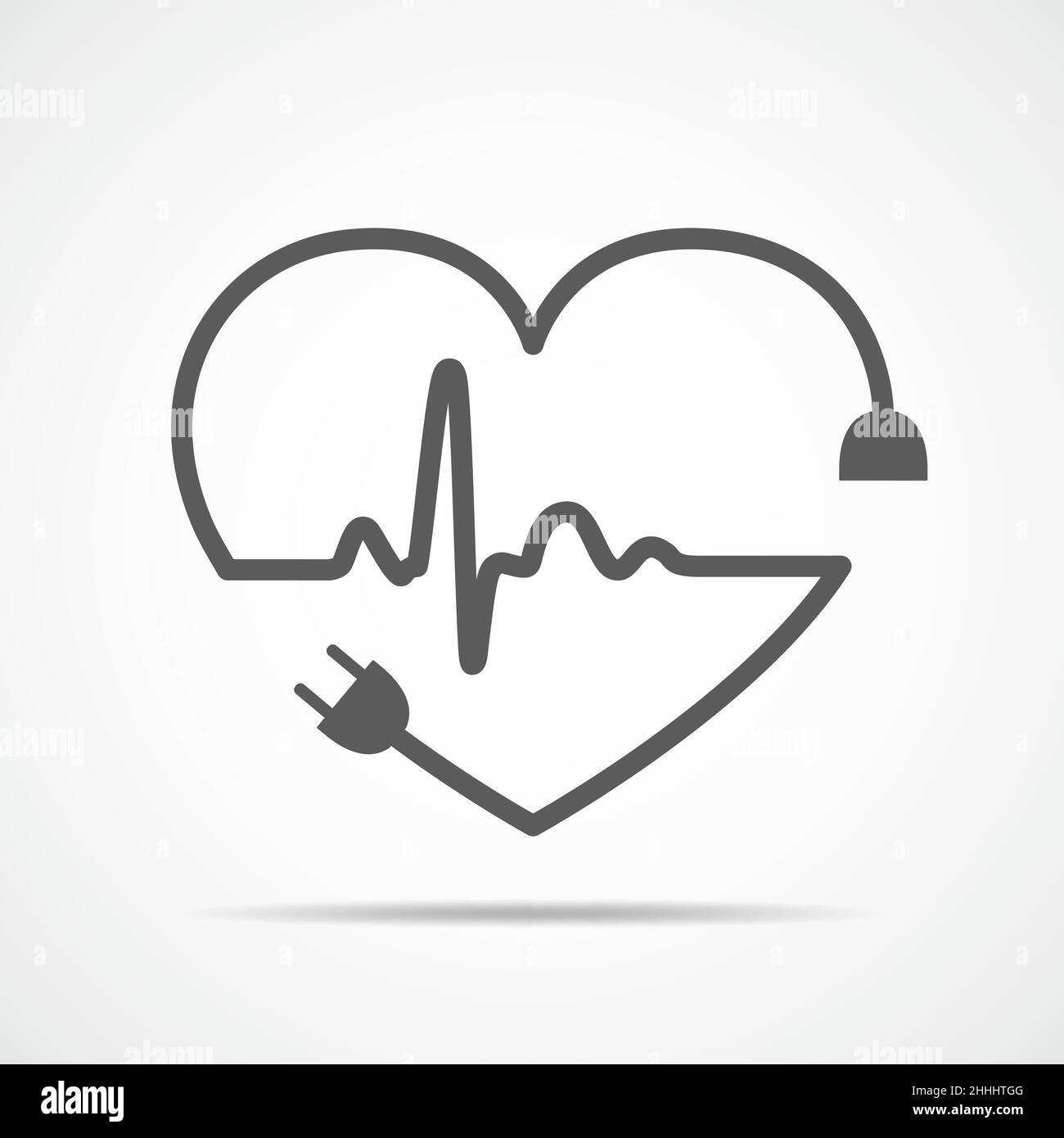 Electric cable and sign heartbeat sign in the form of the heart. Vector ...