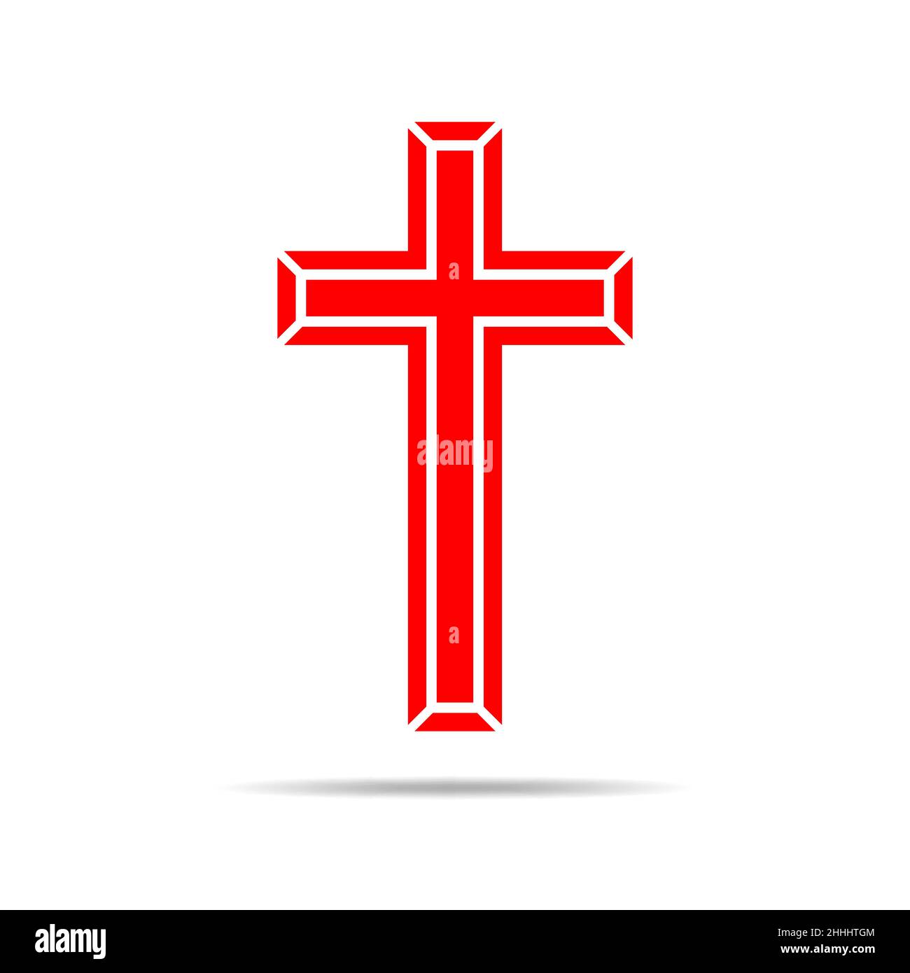 Red Christian Cross Icon Simple Christian Cross On White Background