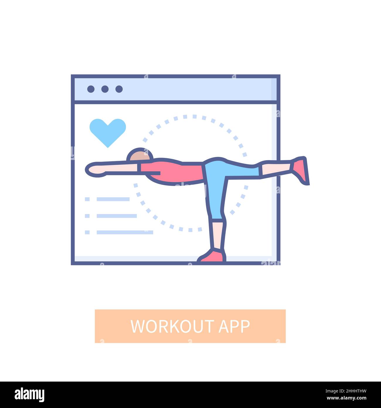 Workout app - modern line design style icon on white background. Neat ...