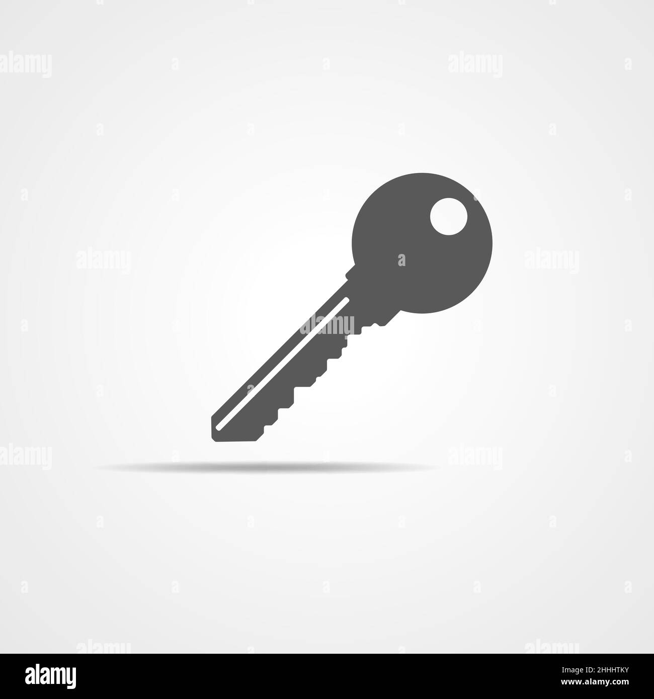 Key icon, isolated on light background. Gray key icon in flat style ...