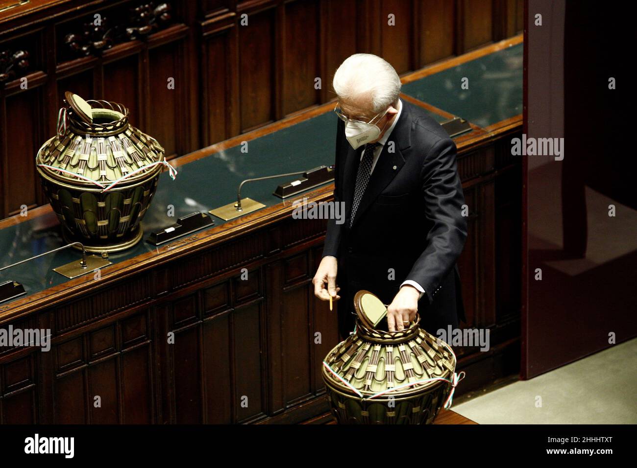 Rome, Italy. 24th Jan, 2022. Italian senator Mario Monti during the ...