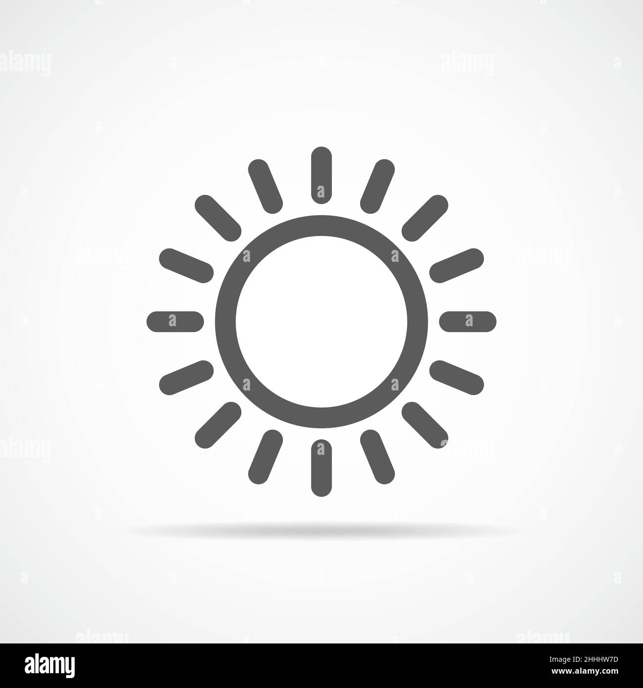 Gray sun icon in flat design. Vector illustration. Symbol of the sun ...