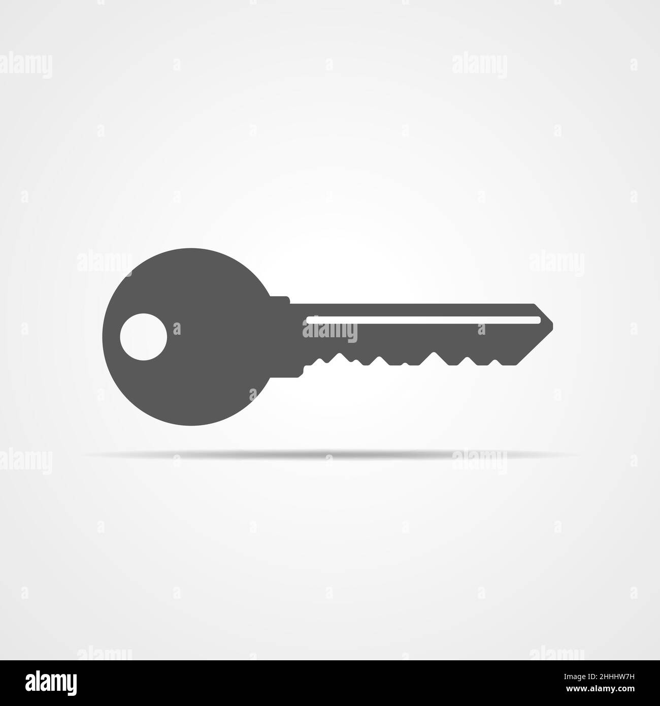 Key icon, isolated on light background. Gray key icon in flat style ...