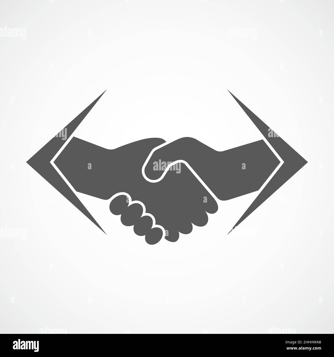 Abstract gray handshake icon in flat design. Handshake with arrows left ...