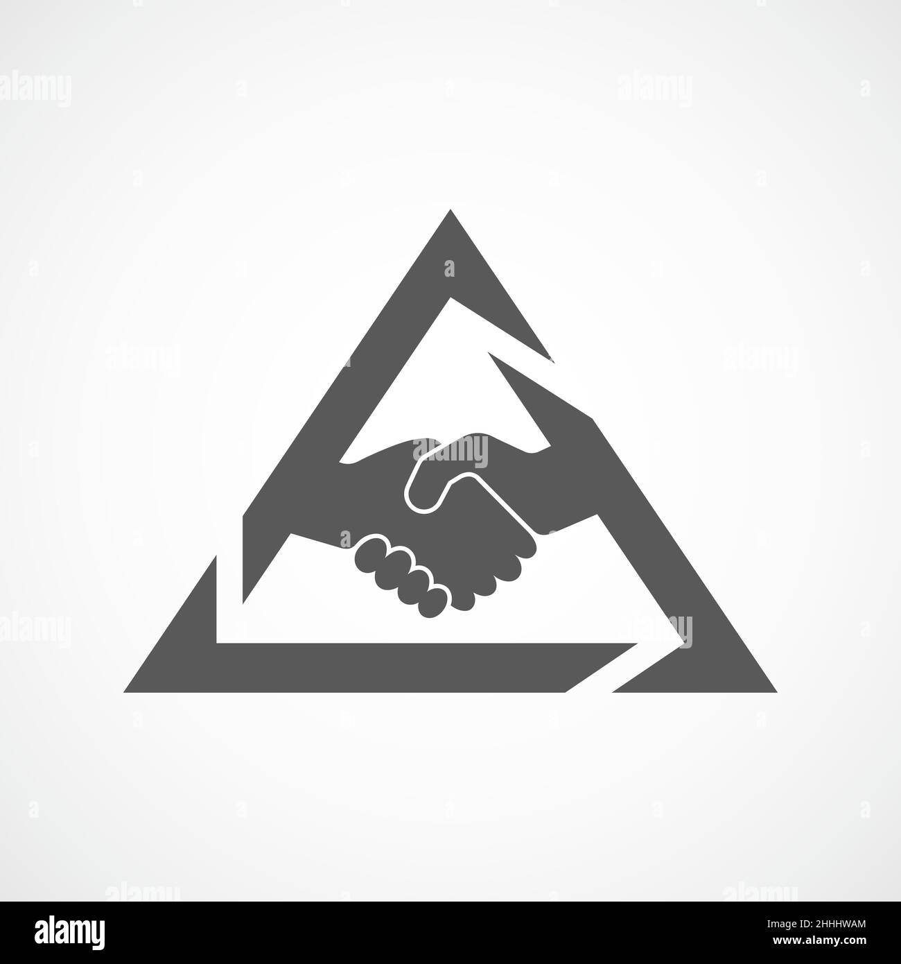 Abstract gray handshake icon in flat design. Handshake sign in a ...