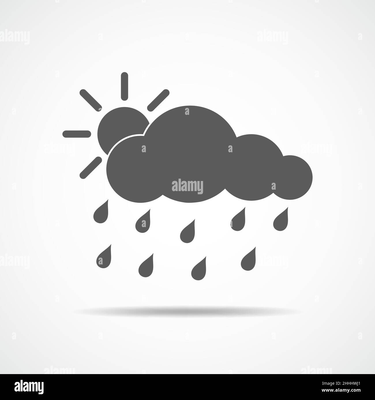 Rain icon in flat design. Vector illustration. Gray rain cloud icon ...