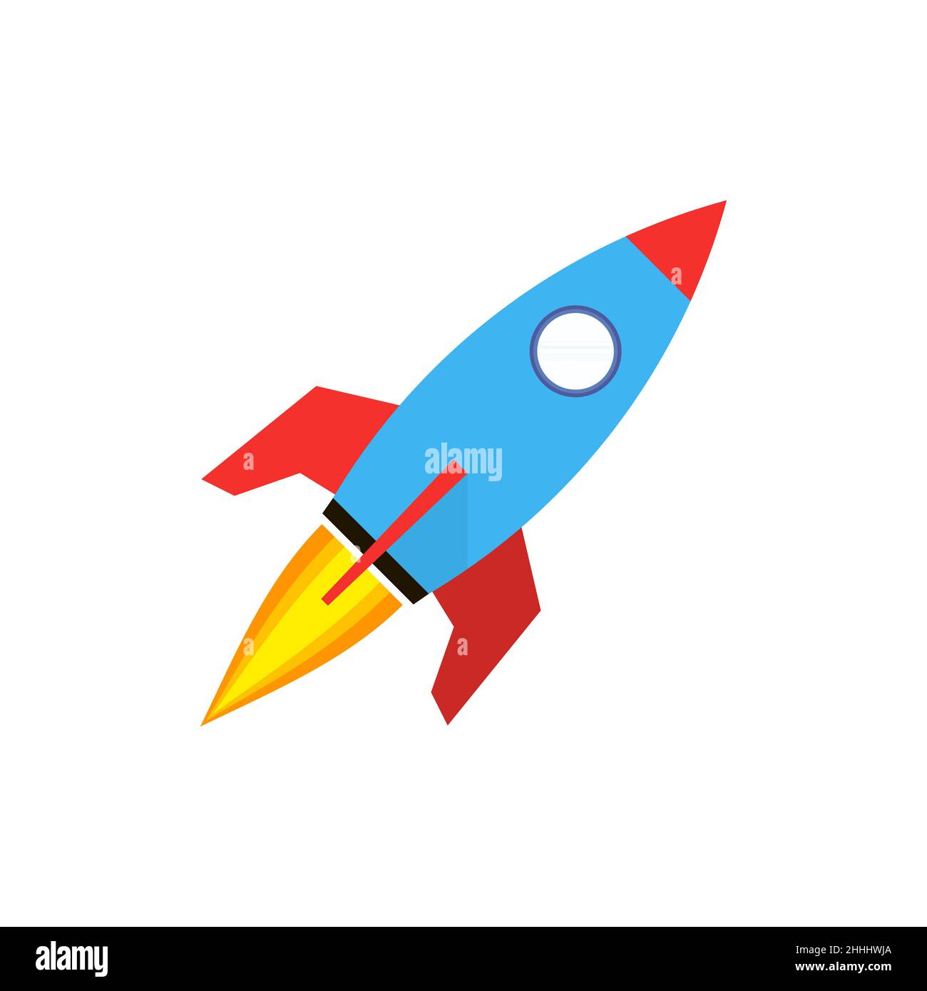 Colored rocket ship icon in flat design. Simple spaceship icon isolated ...