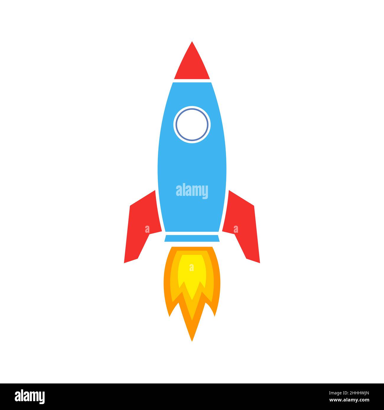 Colored rocket ship icon in flat design. Simple spaceship icon isolated ...