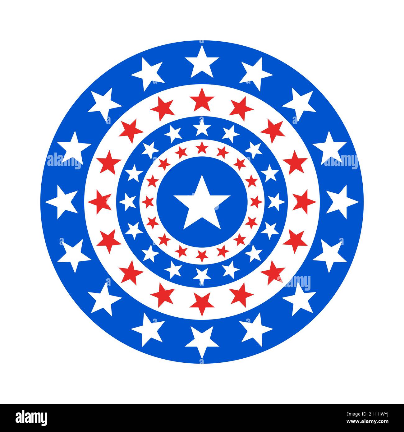 Round logo icon in American flag style. Vector illustration. Logo in a ...