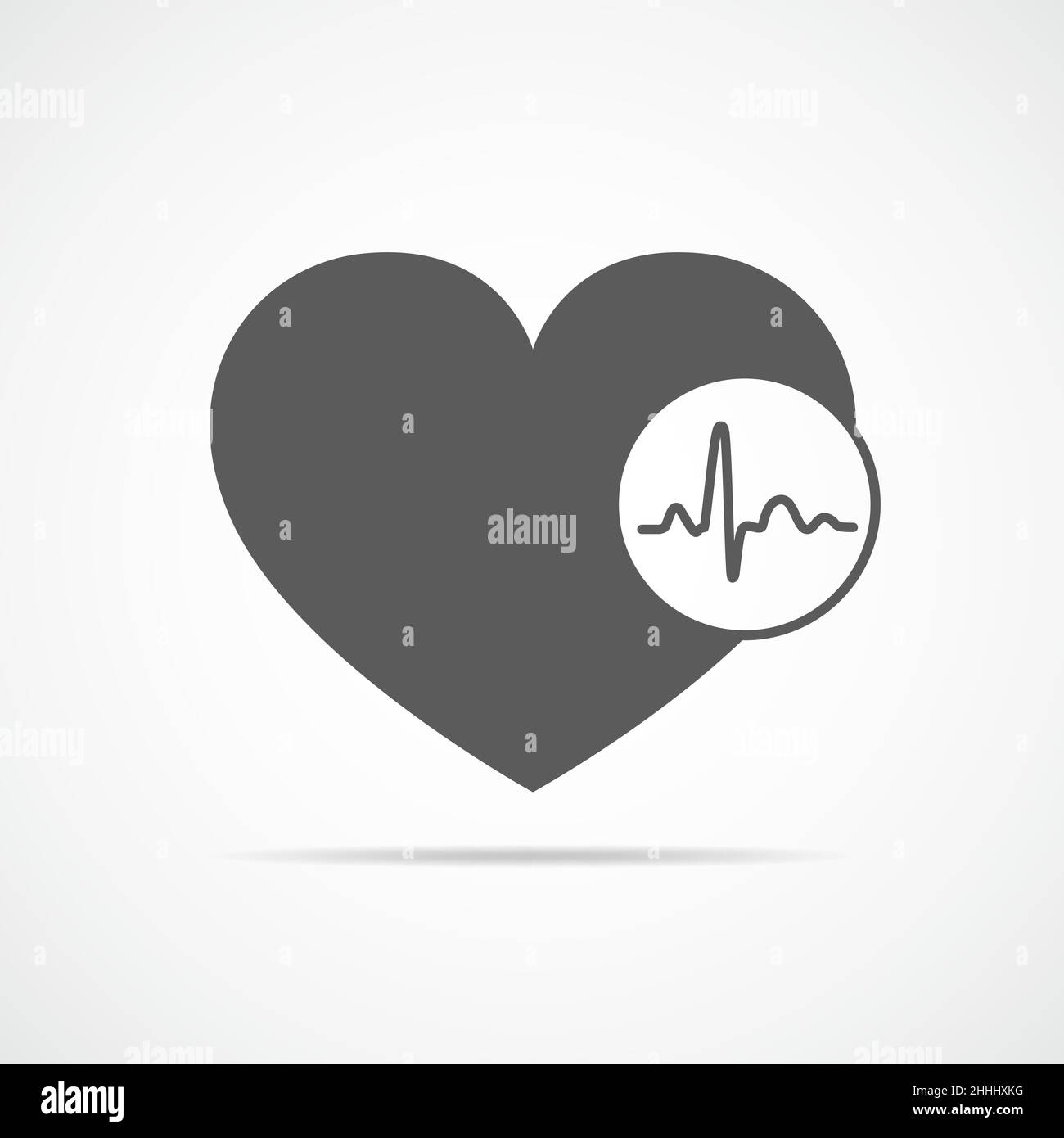 Gray heart icon with sign heartbeat. Vector illustration. Heart in flat ...