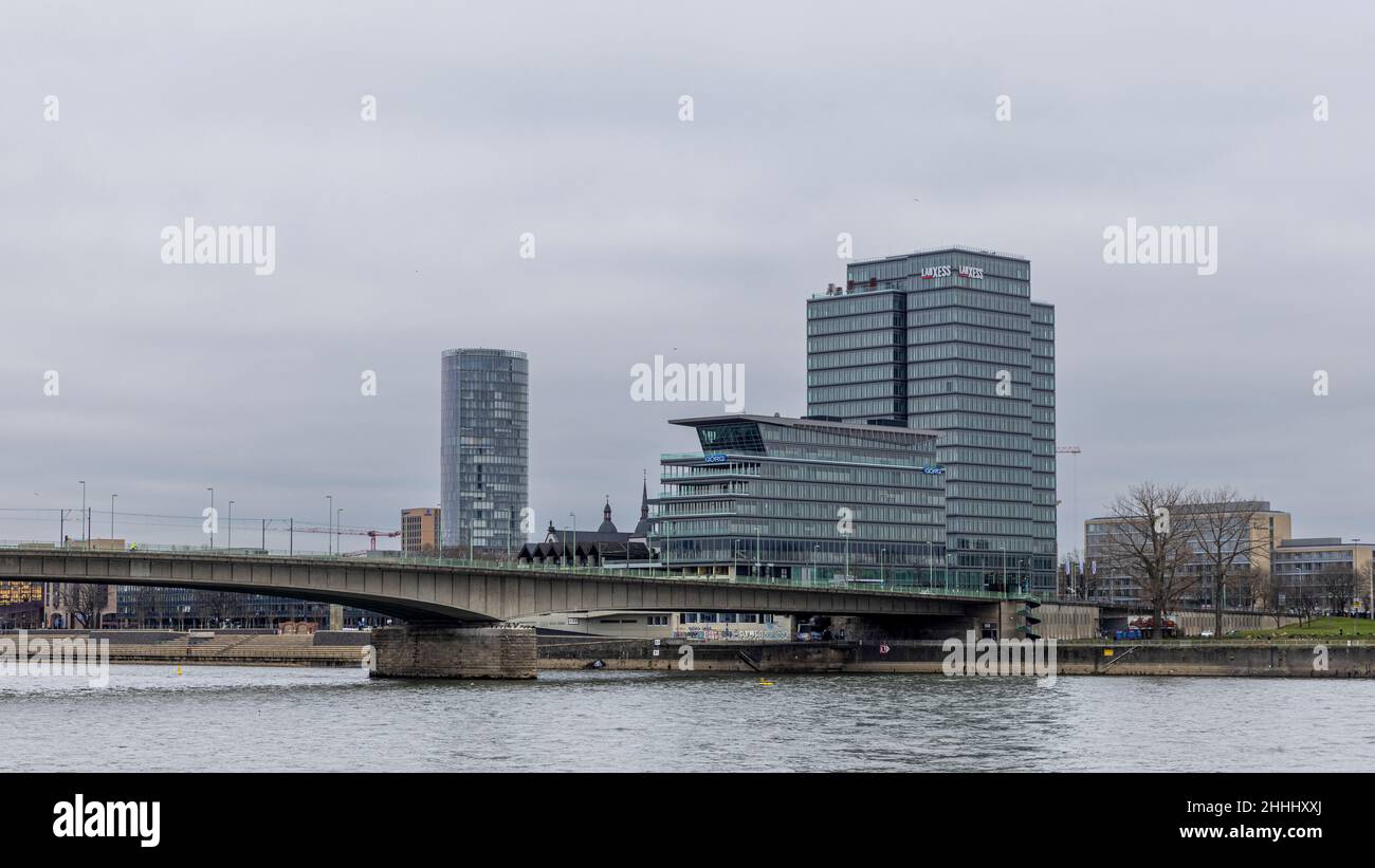 Lanxess -corporation headquarters in Cologne next to Rhine river Stock ...
