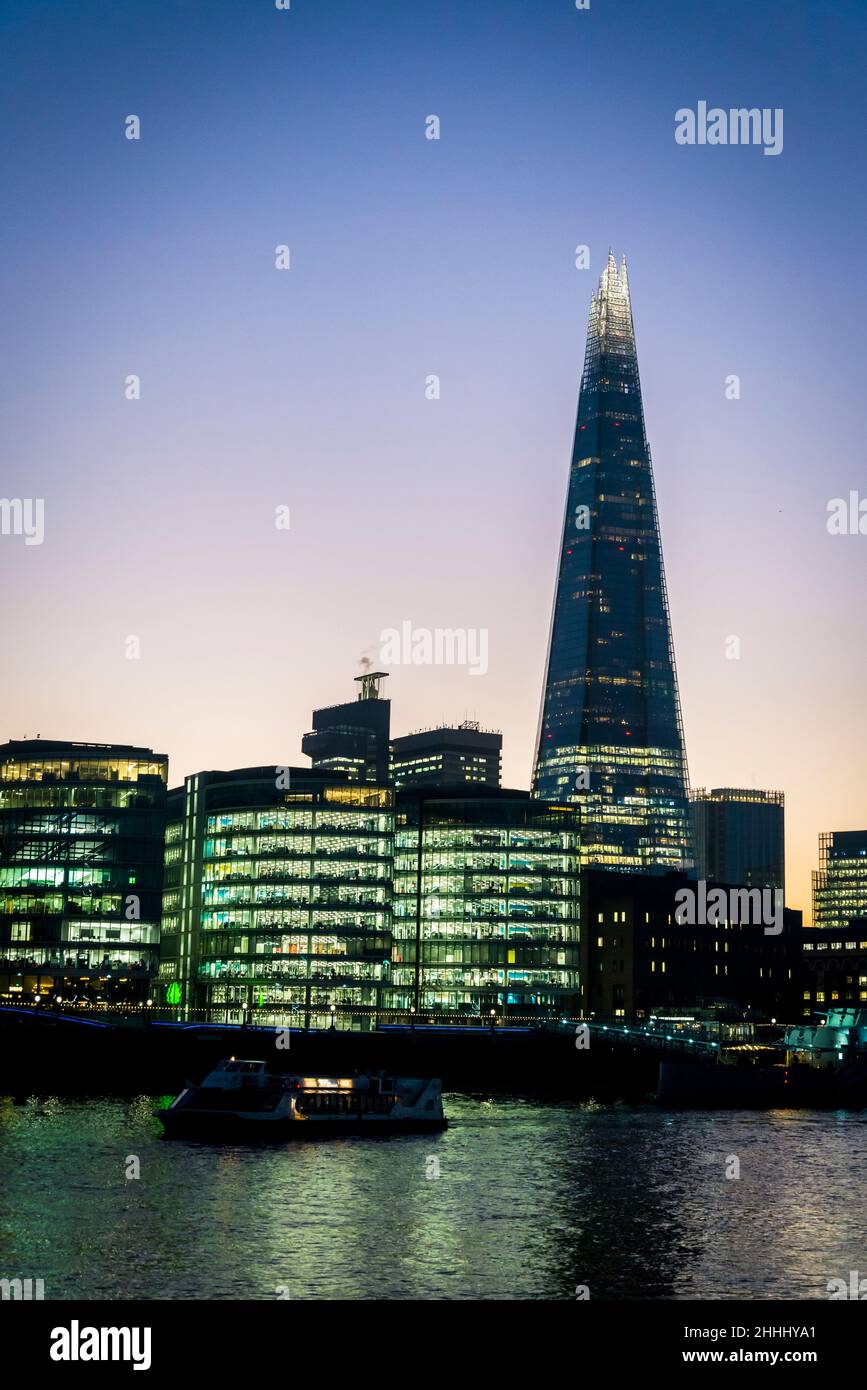 Iconic Shard skyscraper and other south of the River Thames buildings ...