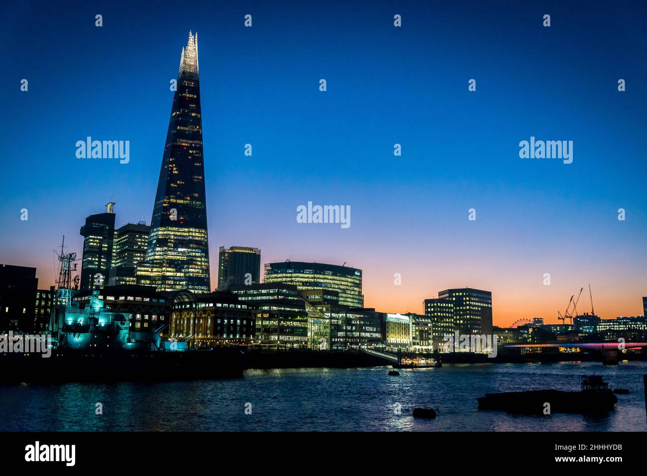 Iconic Shard skyscraper and other south of the River Thames buildings ...