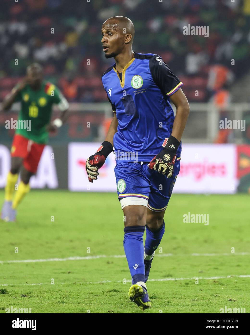 YAOUNDE, CAMEROON - JANUARY 24: temporary goalkeeper Chaker Alhadhur of ...