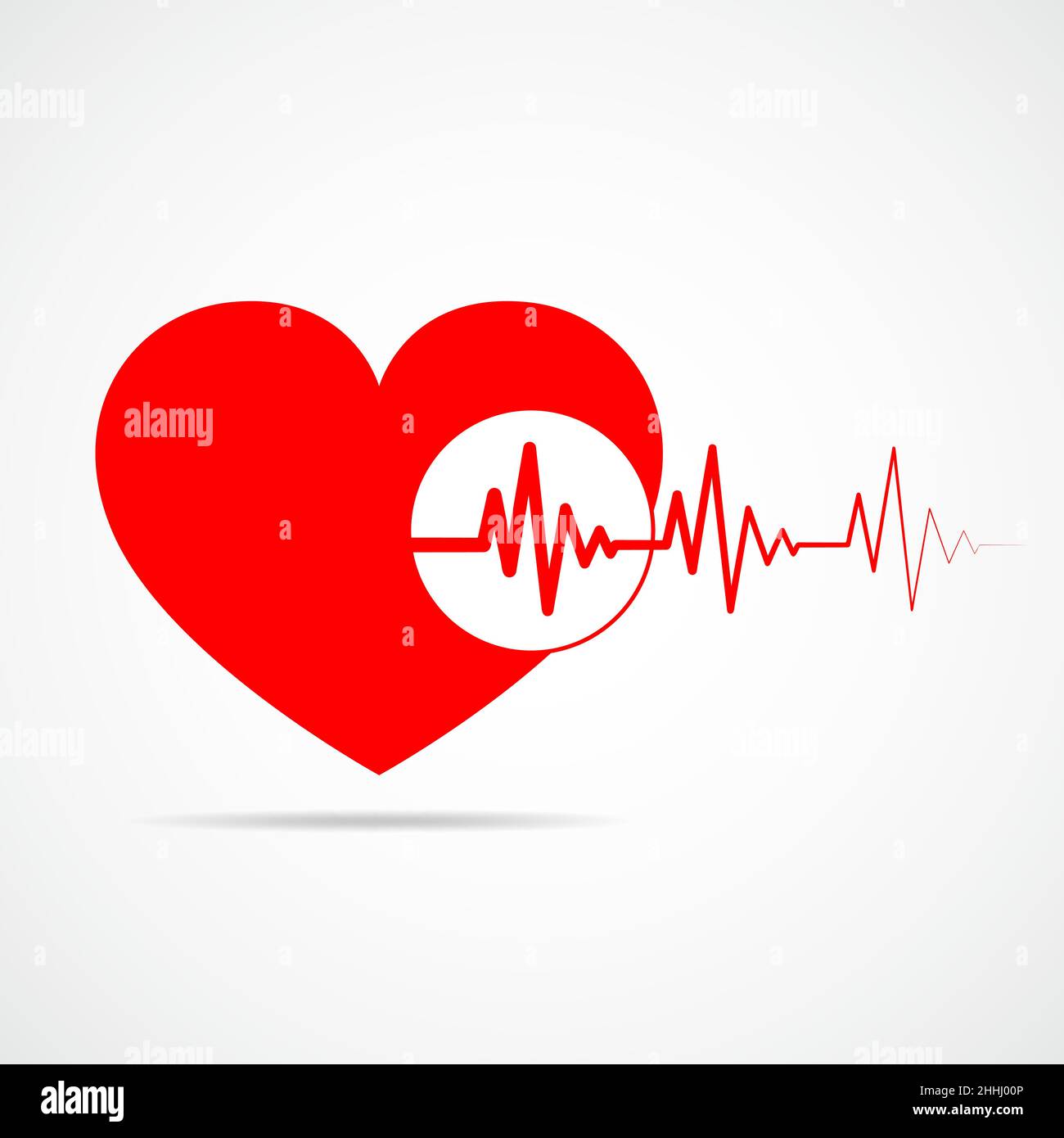 Red heart icon with sign heartbeat. Vector illustration. Heart in flat ...