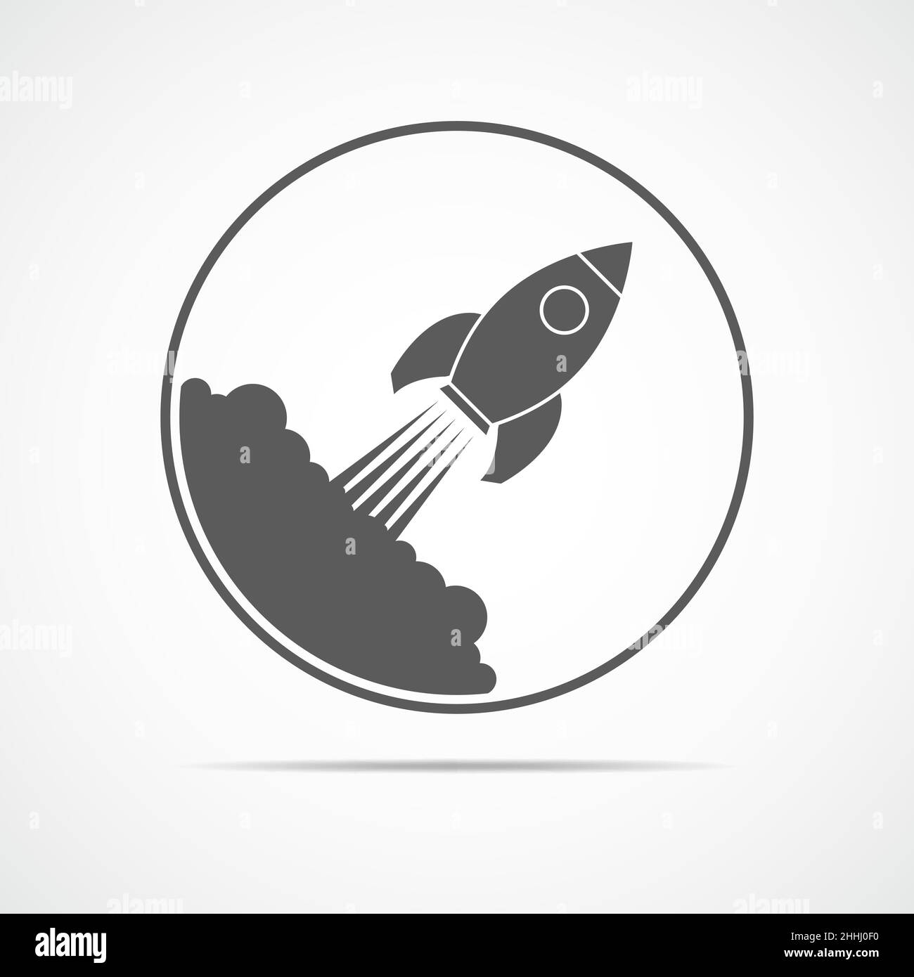 Gray rocket icon in flat design. Simple rocket icon, isolated on light ...