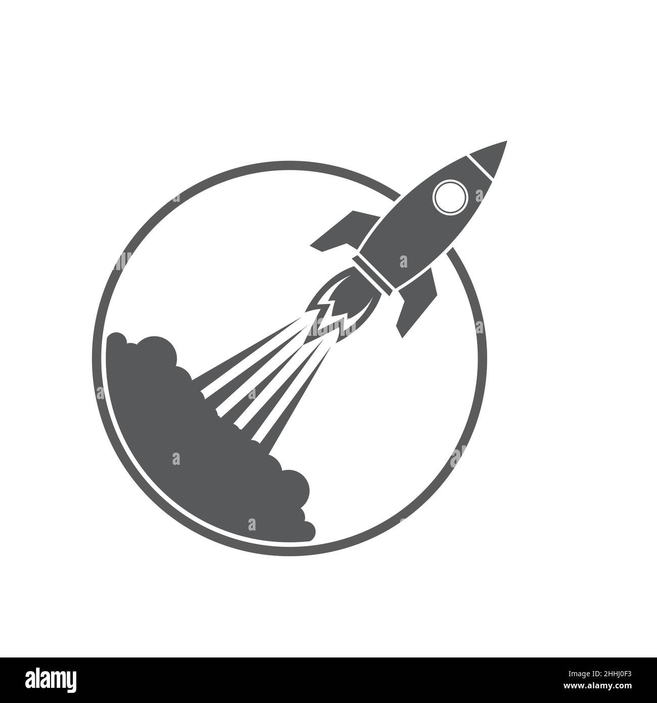 Gray rocket icon in flat design. Simple rocket icon, isolated on light ...