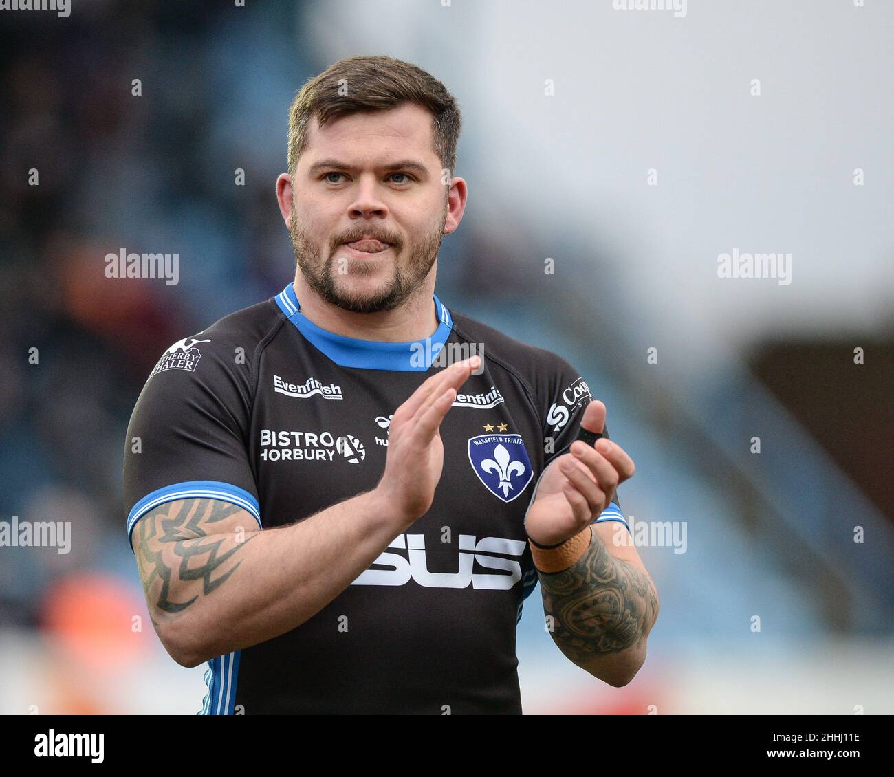 Featherstone, England - 23 January 2022 - Wakefield Trinity's Liam Hood ...
