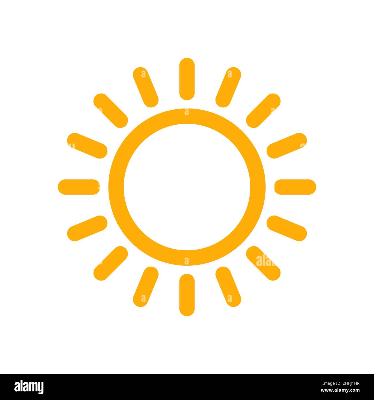 Yellow sun icon in flat design. Vector illustration. Symbol of the sun ...