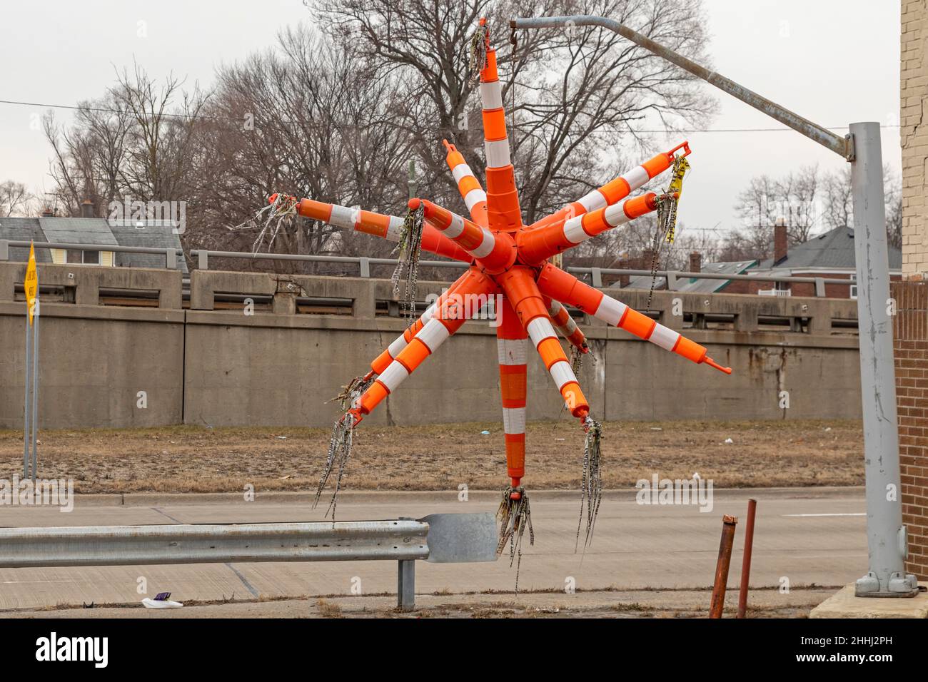 Hazel Park, Michigan - An art project made from road construction cones ...