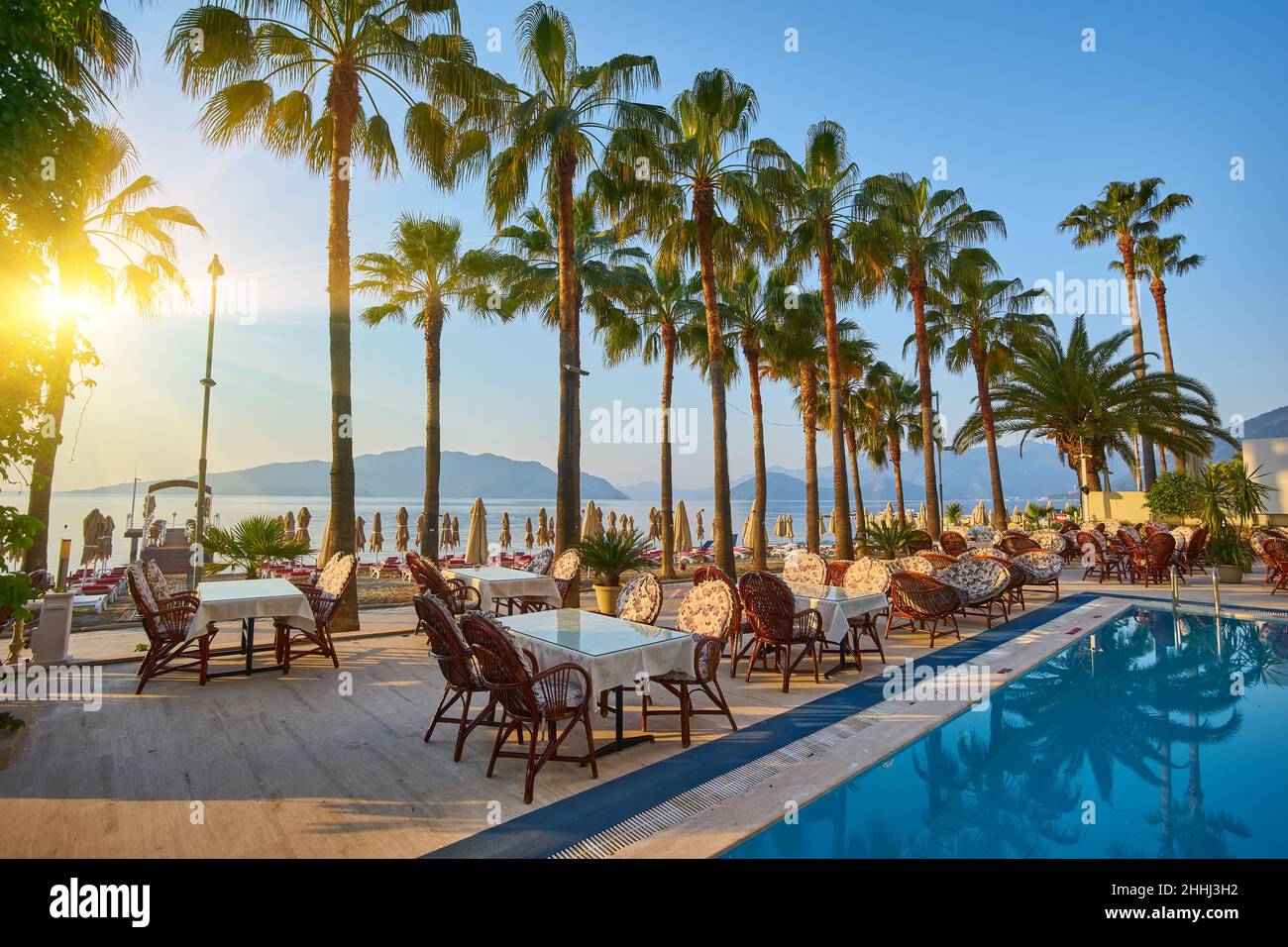 Beautiful promenade with palm trees in Marmaris. Turkey Stock Photo - Alamy