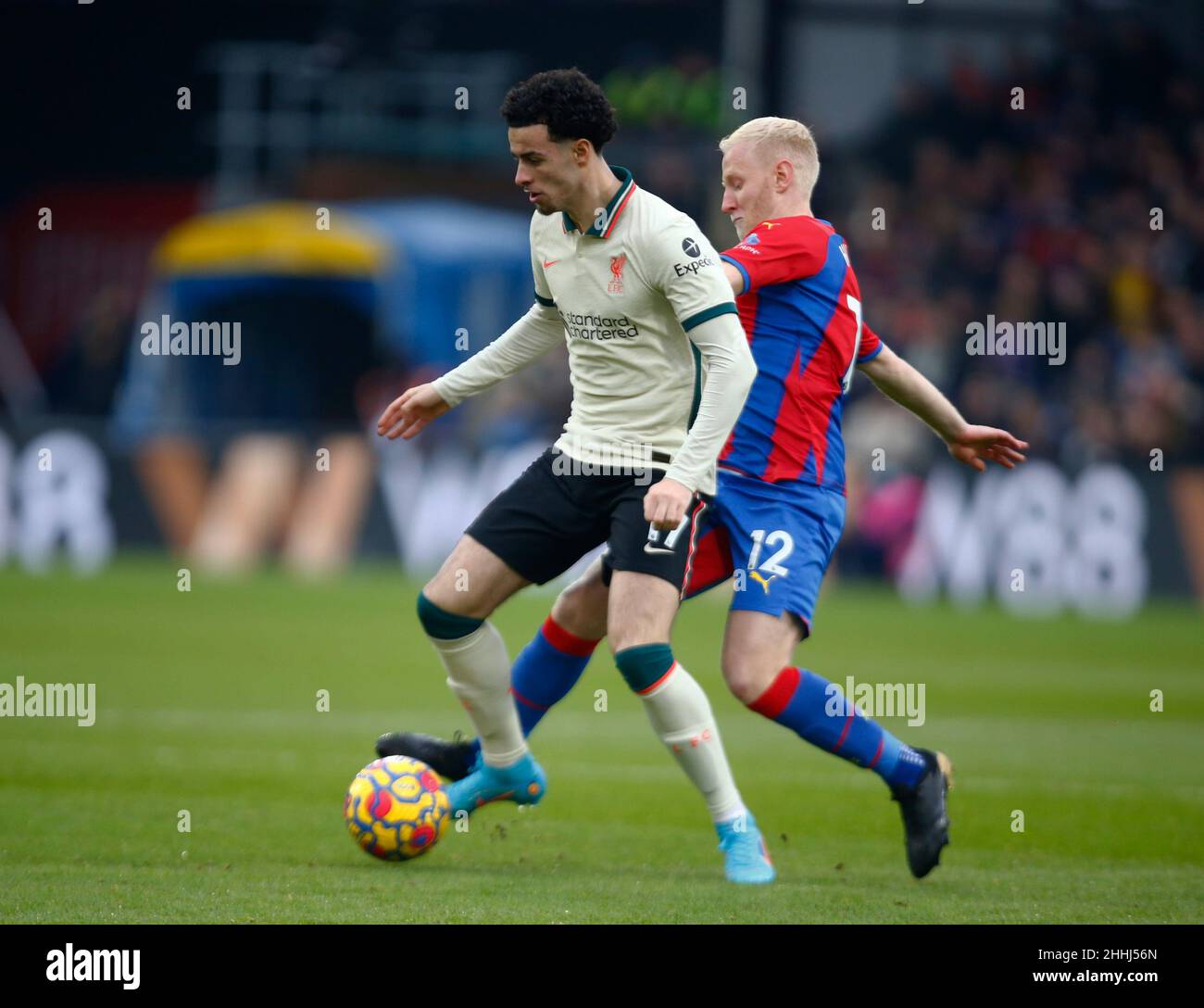 LONDON, United Kingdom, JANUARY 23: L-R Liverpool's Curtis Jones holds ...