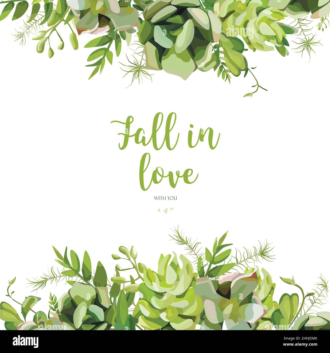 Vector floral design square card design. Tender succulent, cactus ...