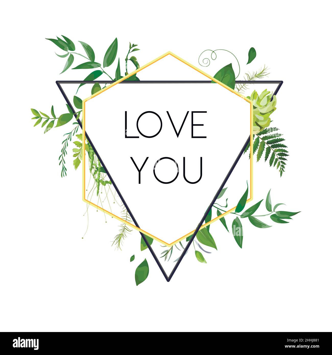 Vector design card. Natural botanical triangle geometric Frame Green ...