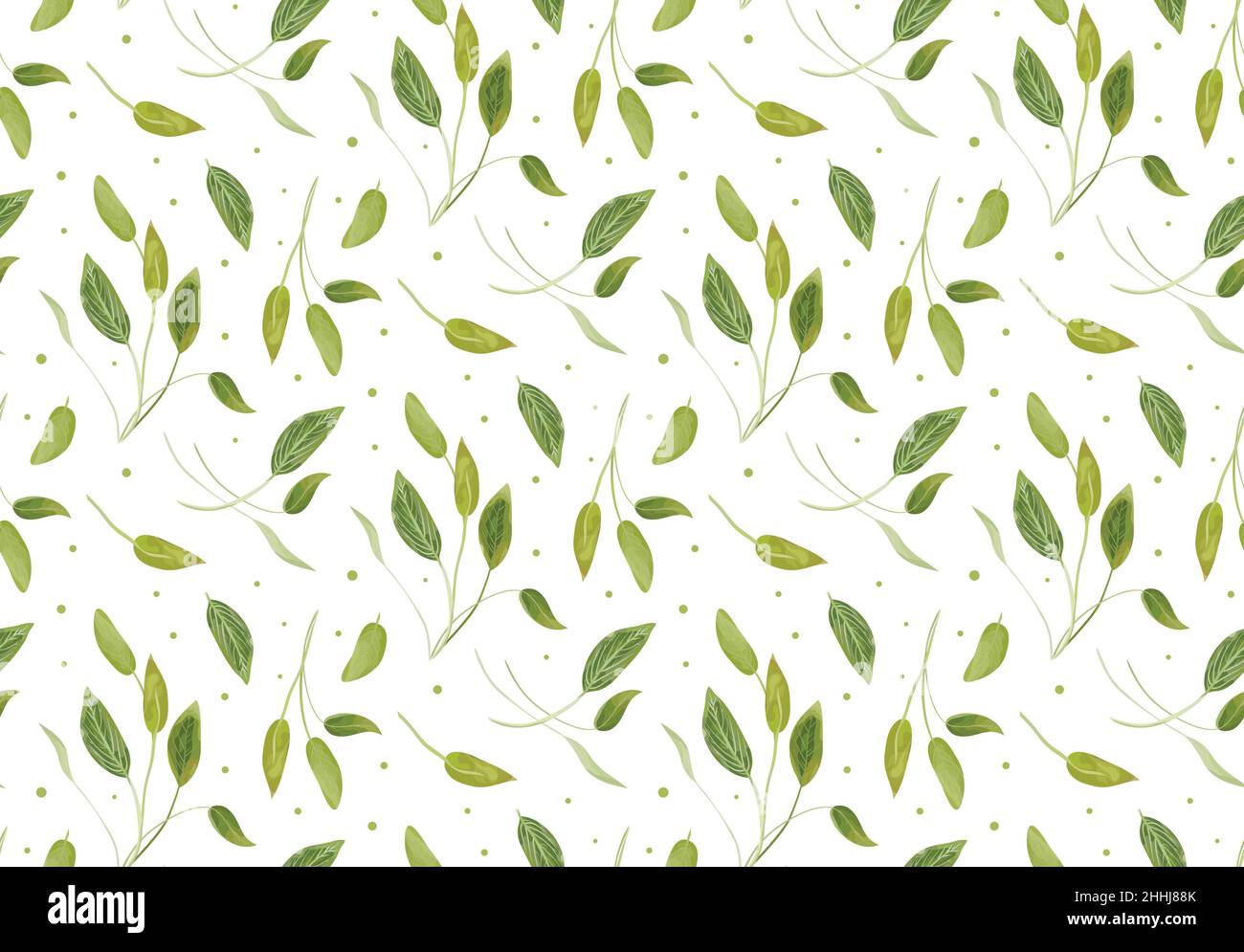 Seamless pattern vector with sage light green leaves garden seasonal ...