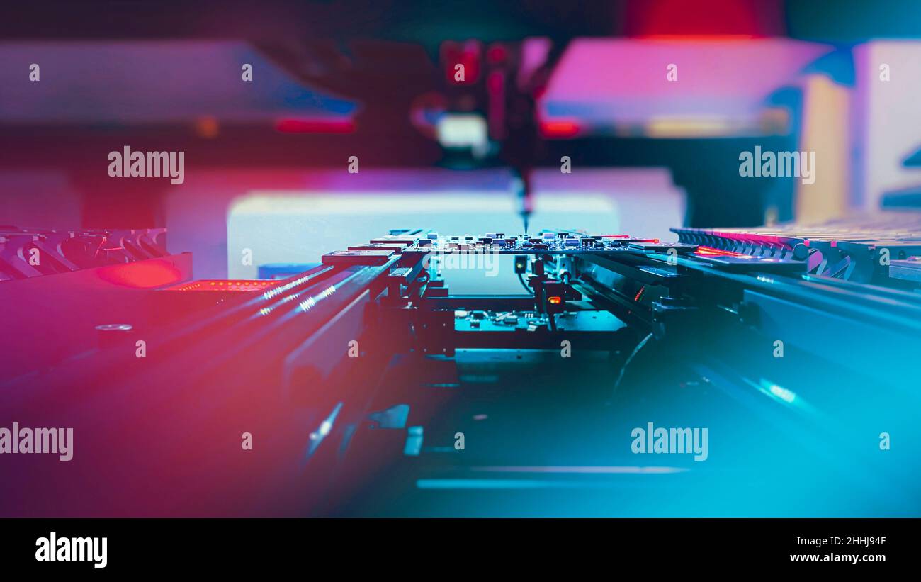 Automatic production of Computer Chips by SMT Pick and Place machine ...