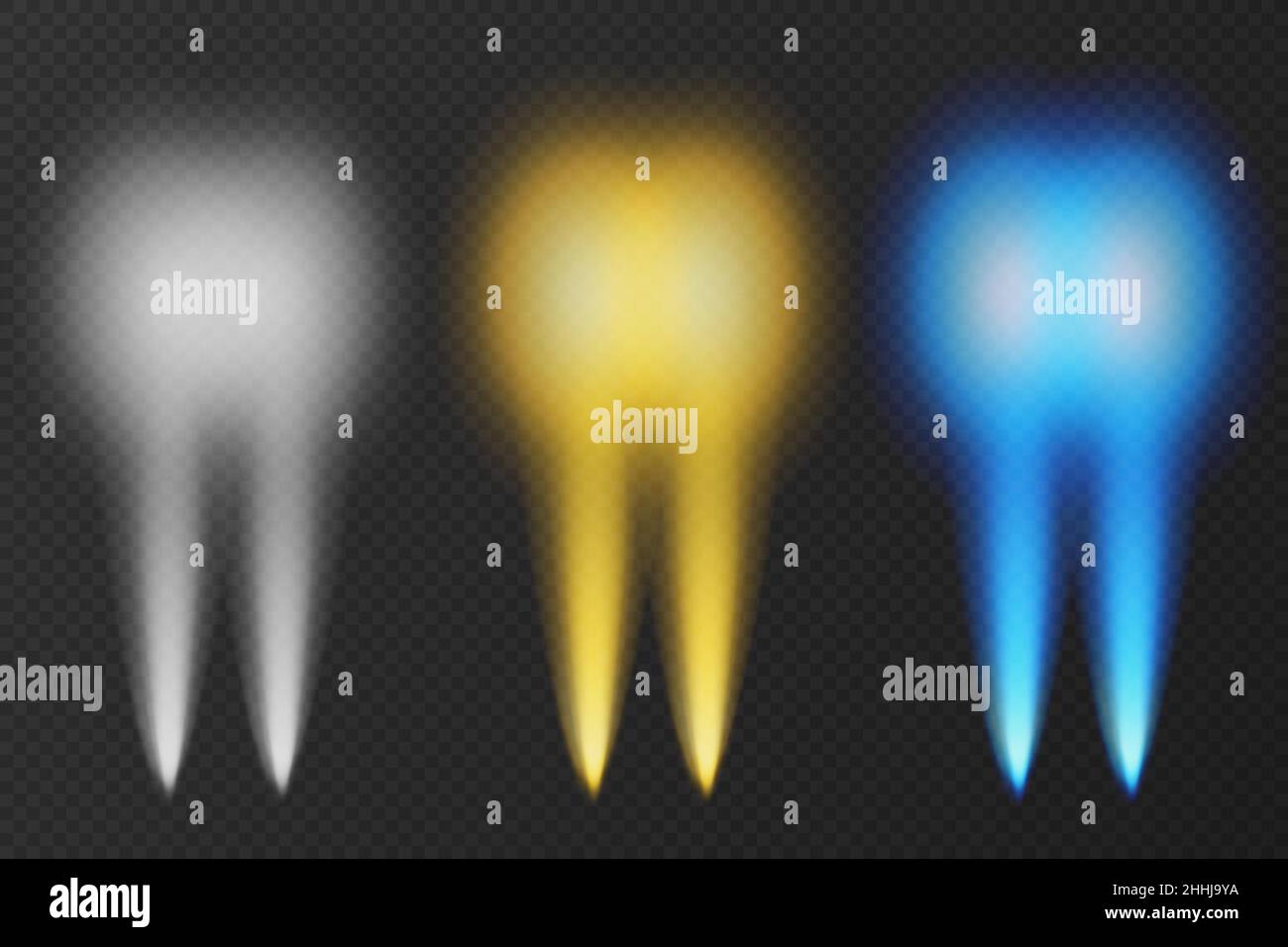Set of transparent car headlight top view on dark background. Vector ...