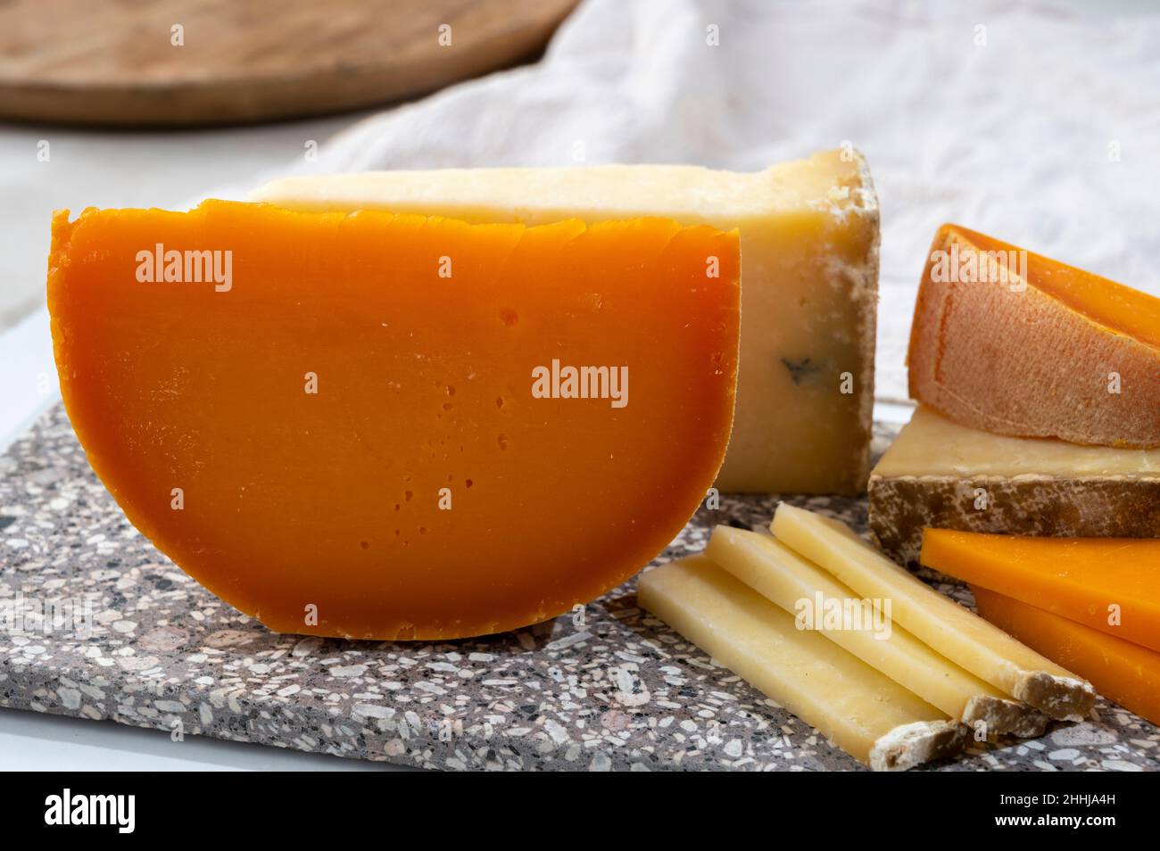 Cheese collection, hard French cheese old cantal fermier and yellow ...