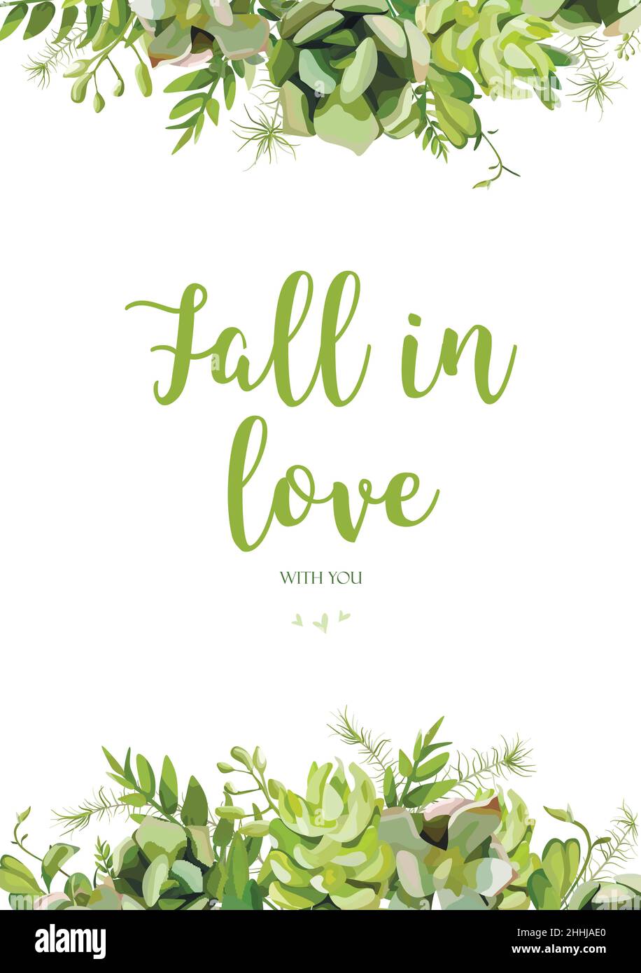 Vector floral design vertical card design. Tender succulent, cactus ...