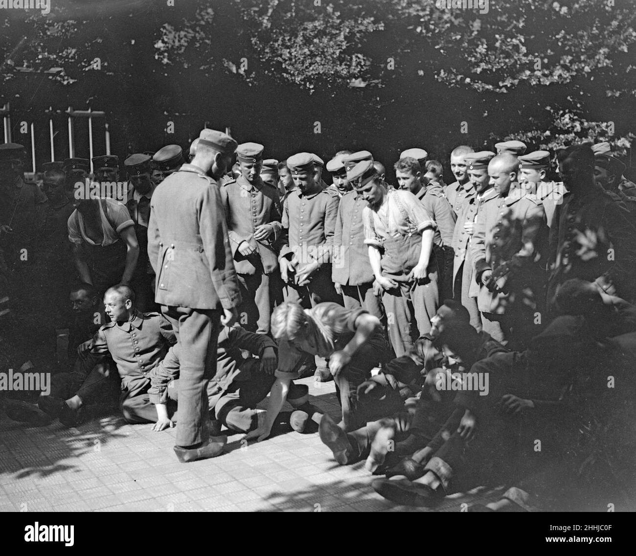 German prisoners captured by the Belgians seen here in the courtyard of ...