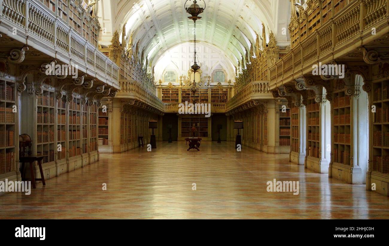 Library of the Palace of Mafra, 18th-century baroque Royal Palace and ...