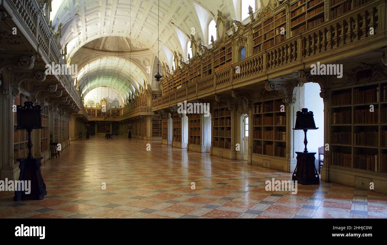 Library of the Palace of Mafra, 18th-century baroque Royal Palace and ...