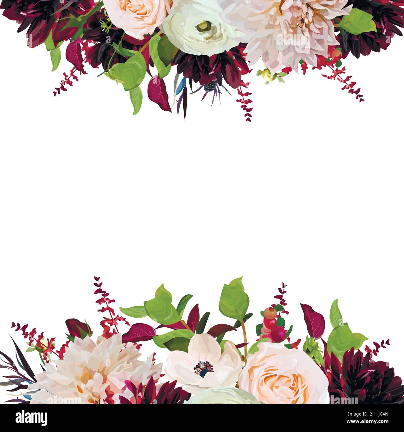 Vector floral design square card design pink Rose burgundy Dahlia ...