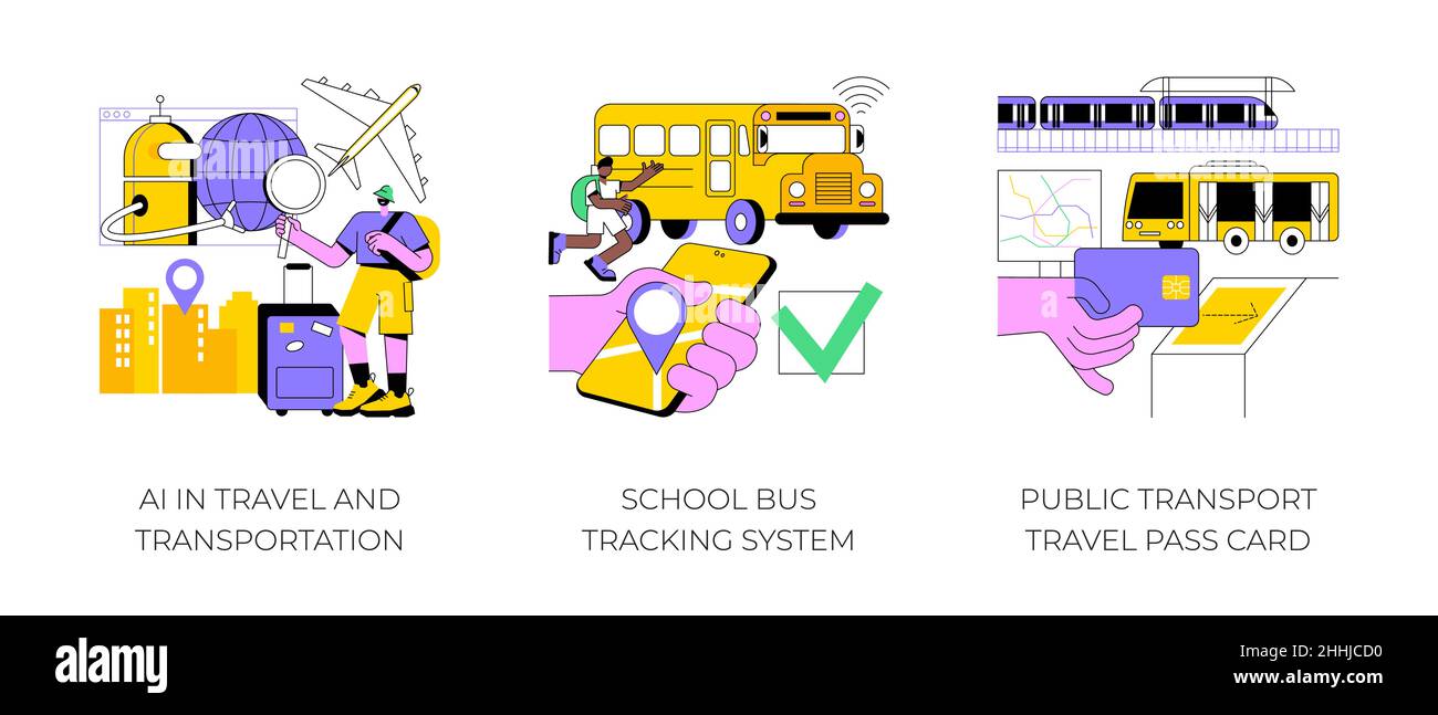 Technology in transportation abstract concept vector illustrations ...