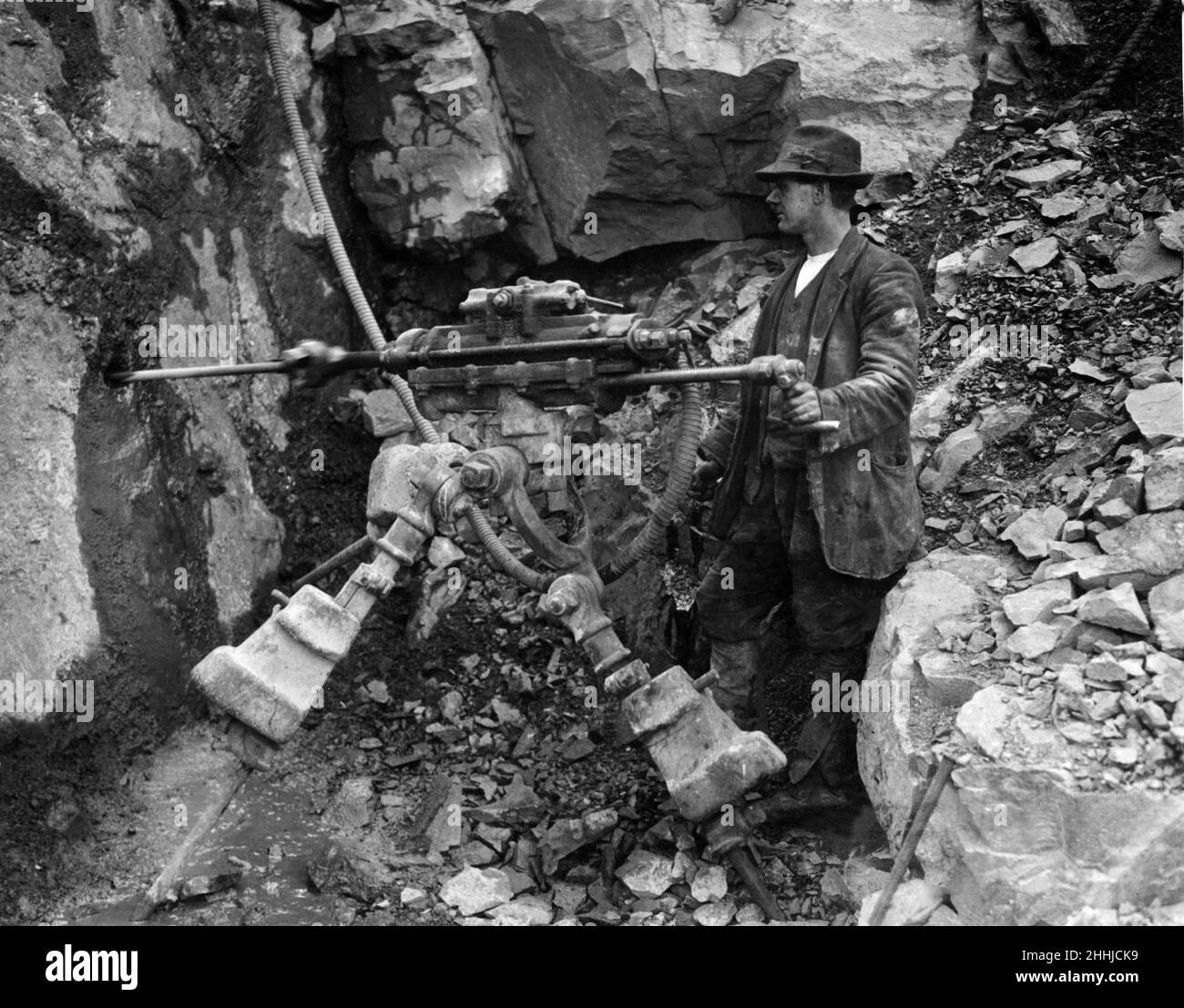 Rock boring machine Black and White Stock Photos & Images - Alamy