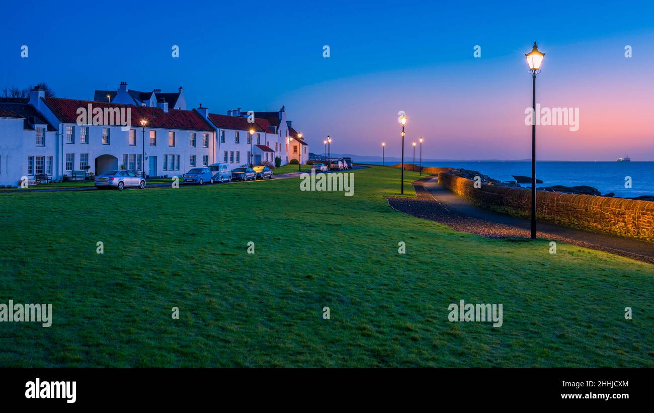 Dawn in the Fife coastal village of Dysart in Scotland, UK Stock Photo ...
