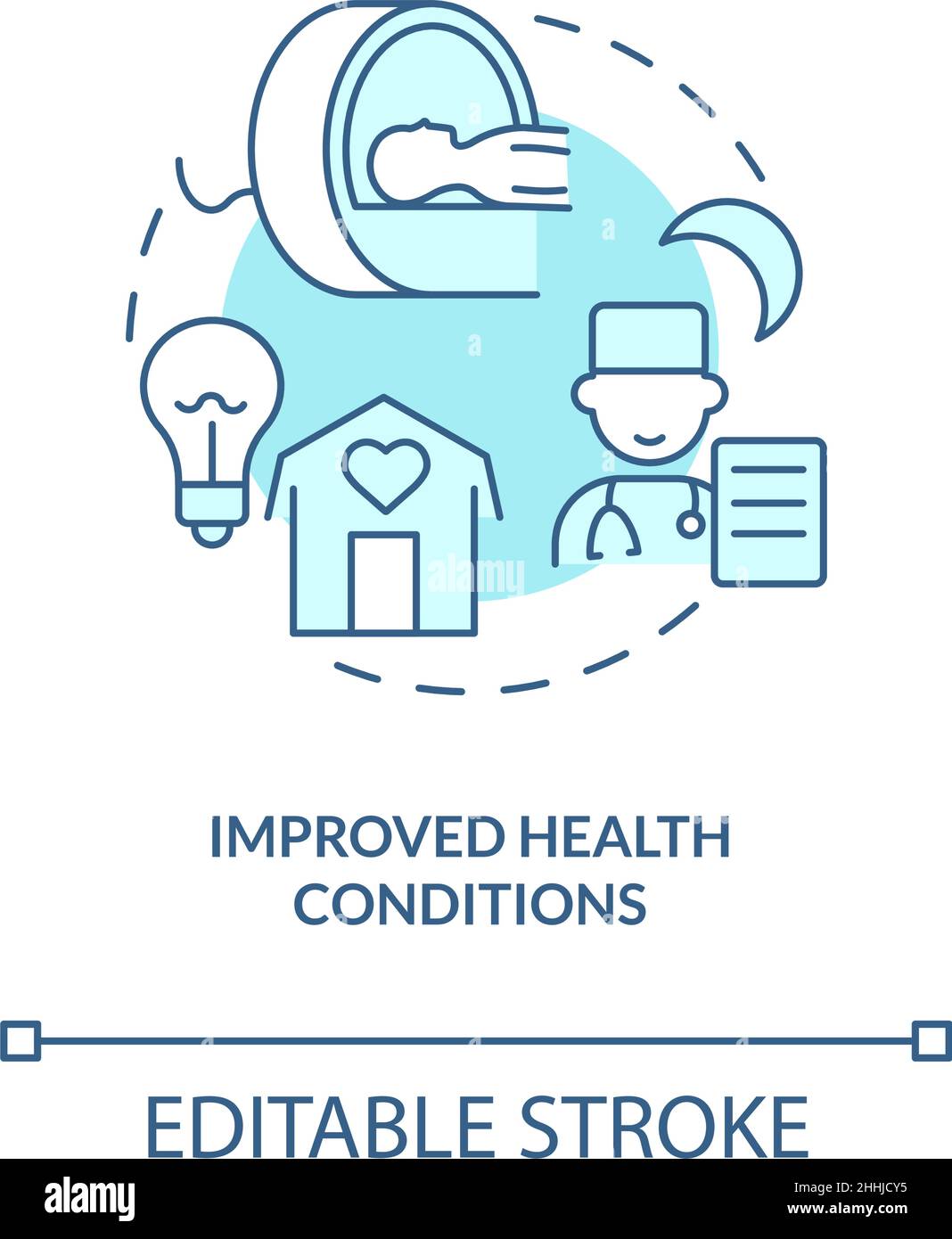 Improved health conditions turquoise concept icon Stock Vector Image ...