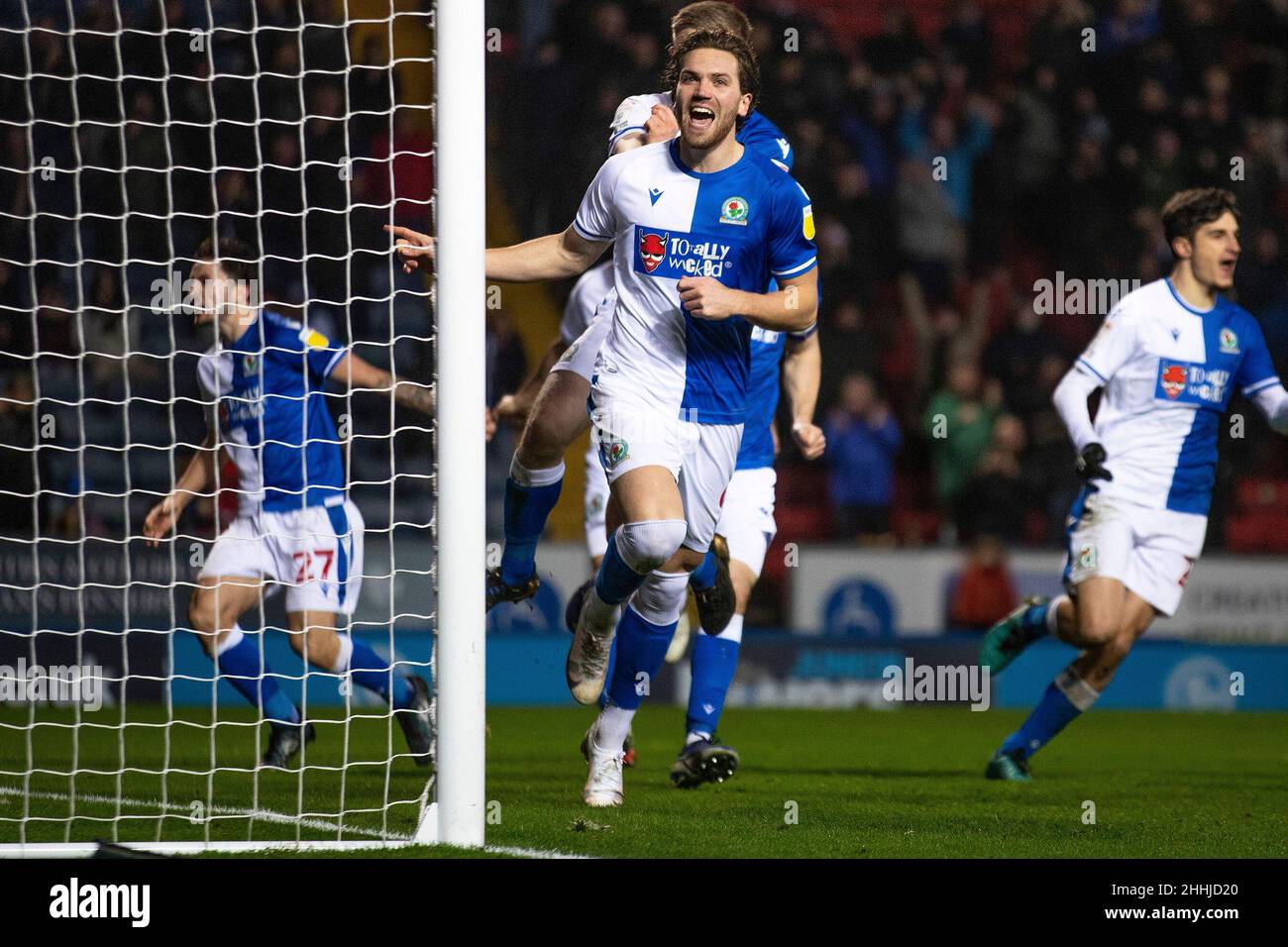 Sam Gallagher #9 of Blackburn Rovers celebrates his goal and makes it 1 ...