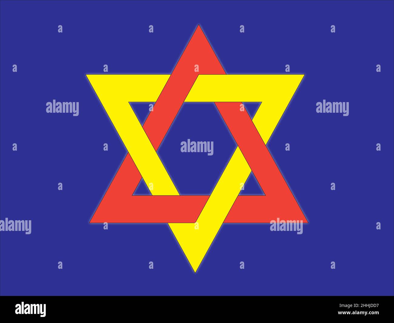 A graphic depicting a five-pointed, red-yellow star formed by joining ...