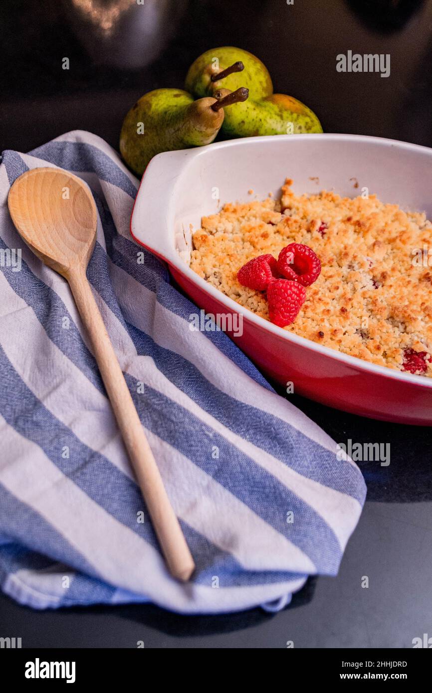 apple pear crumble raspberry top stand mixer Stock Photo - Alamy