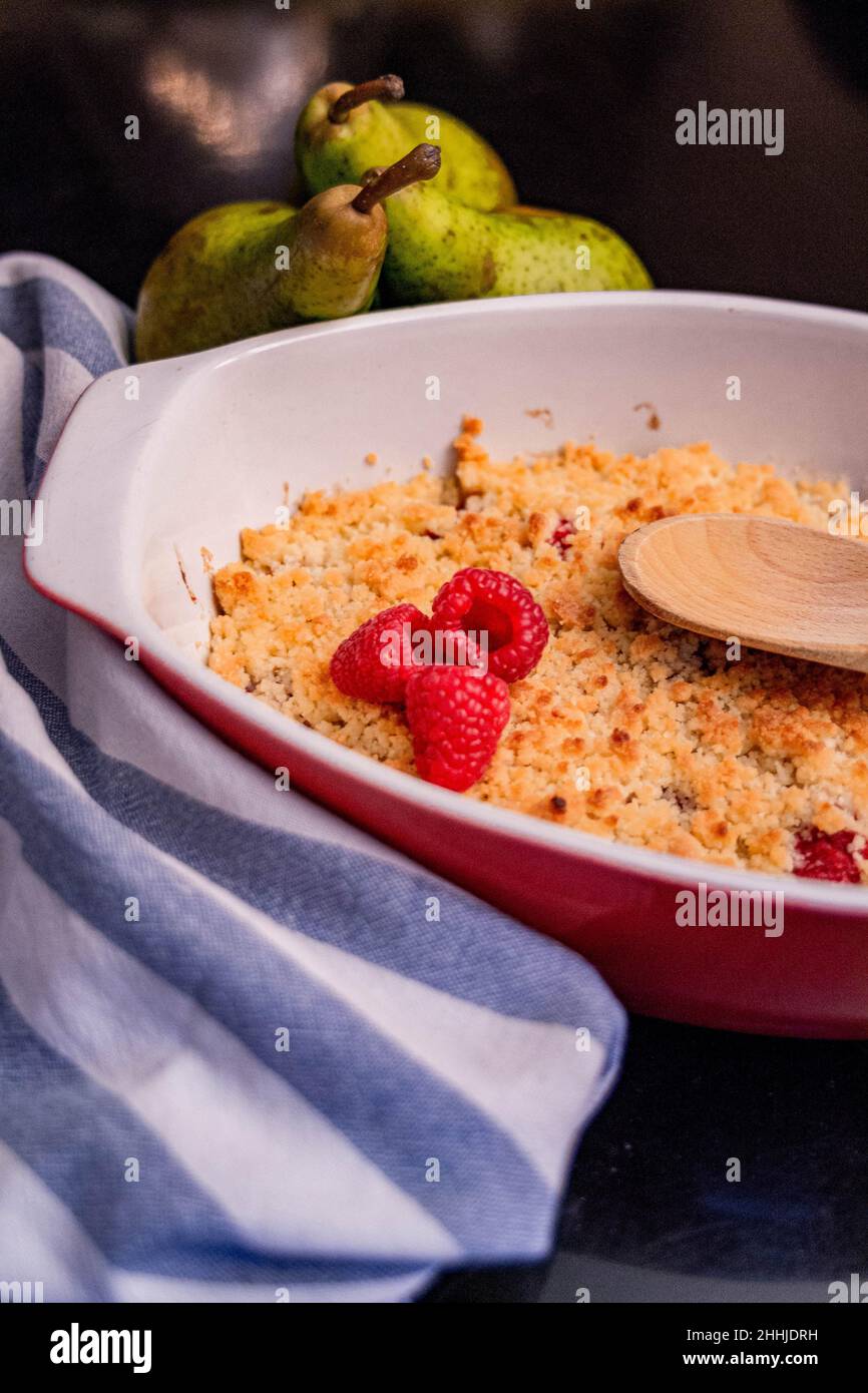 apple pear crumble raspberry top stand mixer Stock Photo - Alamy