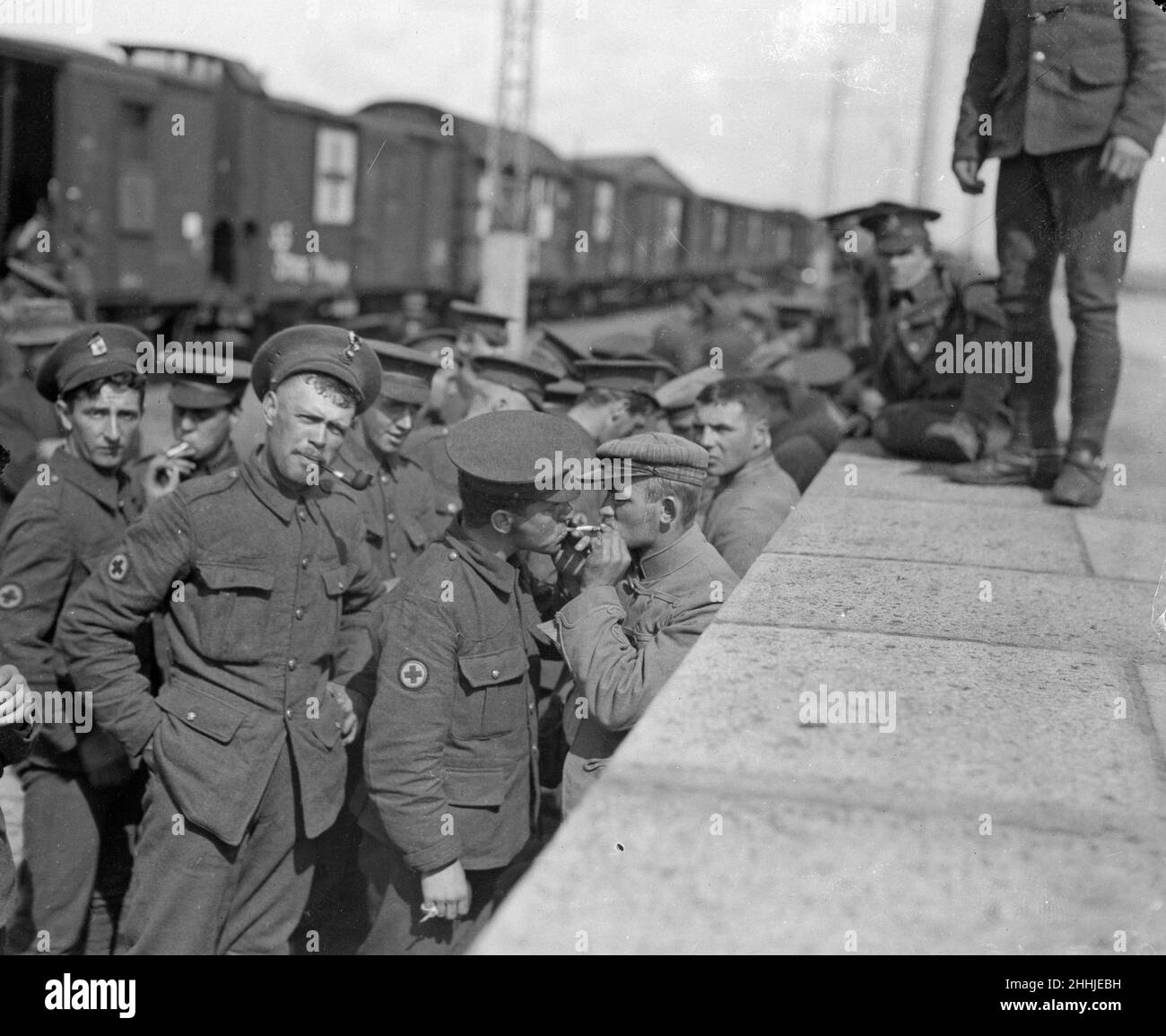 St Nazaire quayside September 23rd 1914. British and German wounded ...